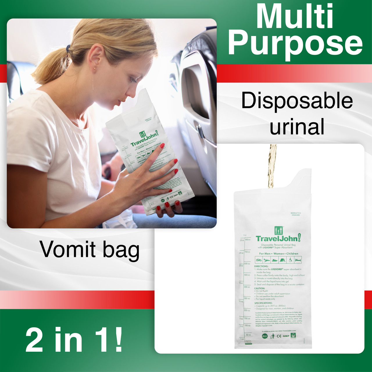 TravelJohn™ Paper Disposable Urinal (TJ1Q)