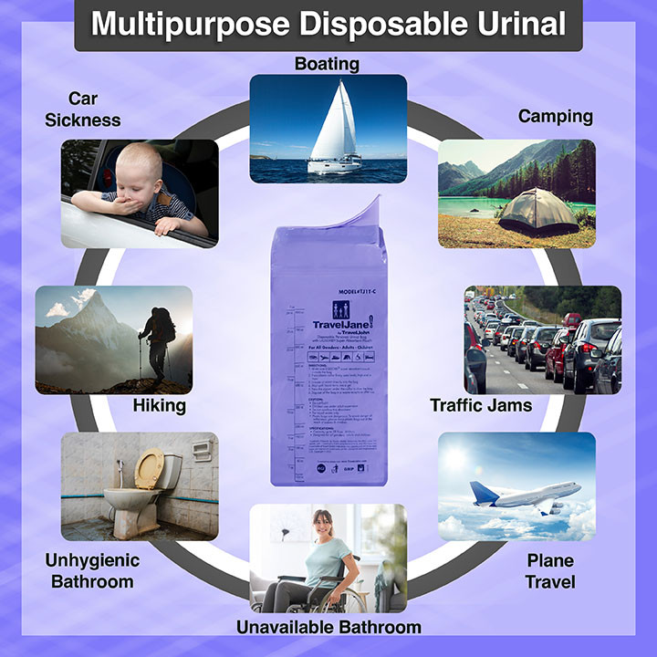 TravelJane Resealable Disposable Urinal (TJ1T-C) - 6 Pack