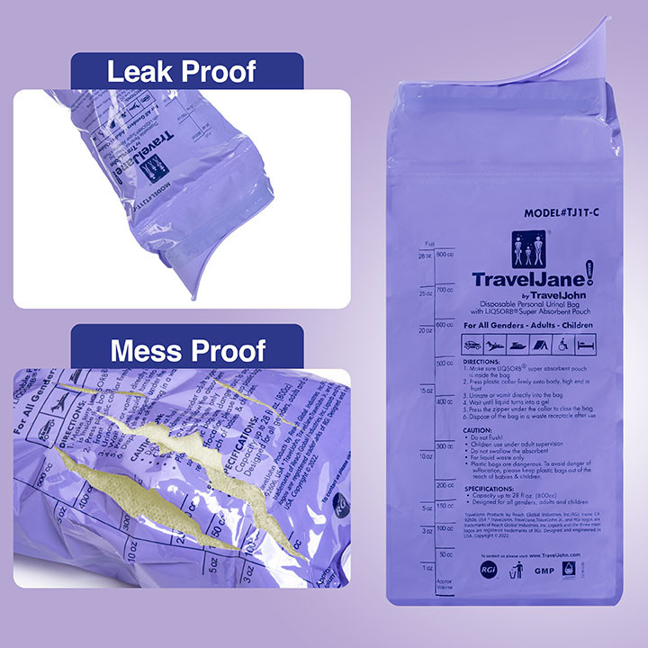 TravelJane Resealable Disposable Urinal (TJ1T-C) - 6 Pack