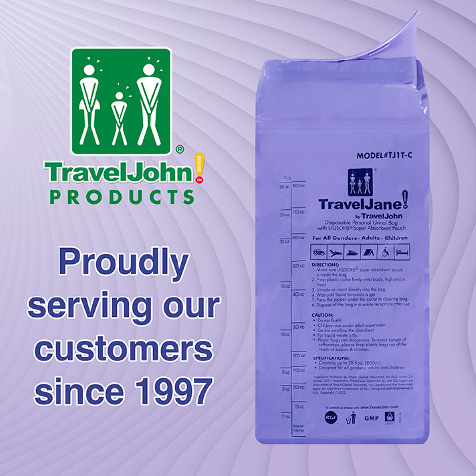 TravelJane Resealable Disposable Urinal (TJ1T-C) 18 Pack