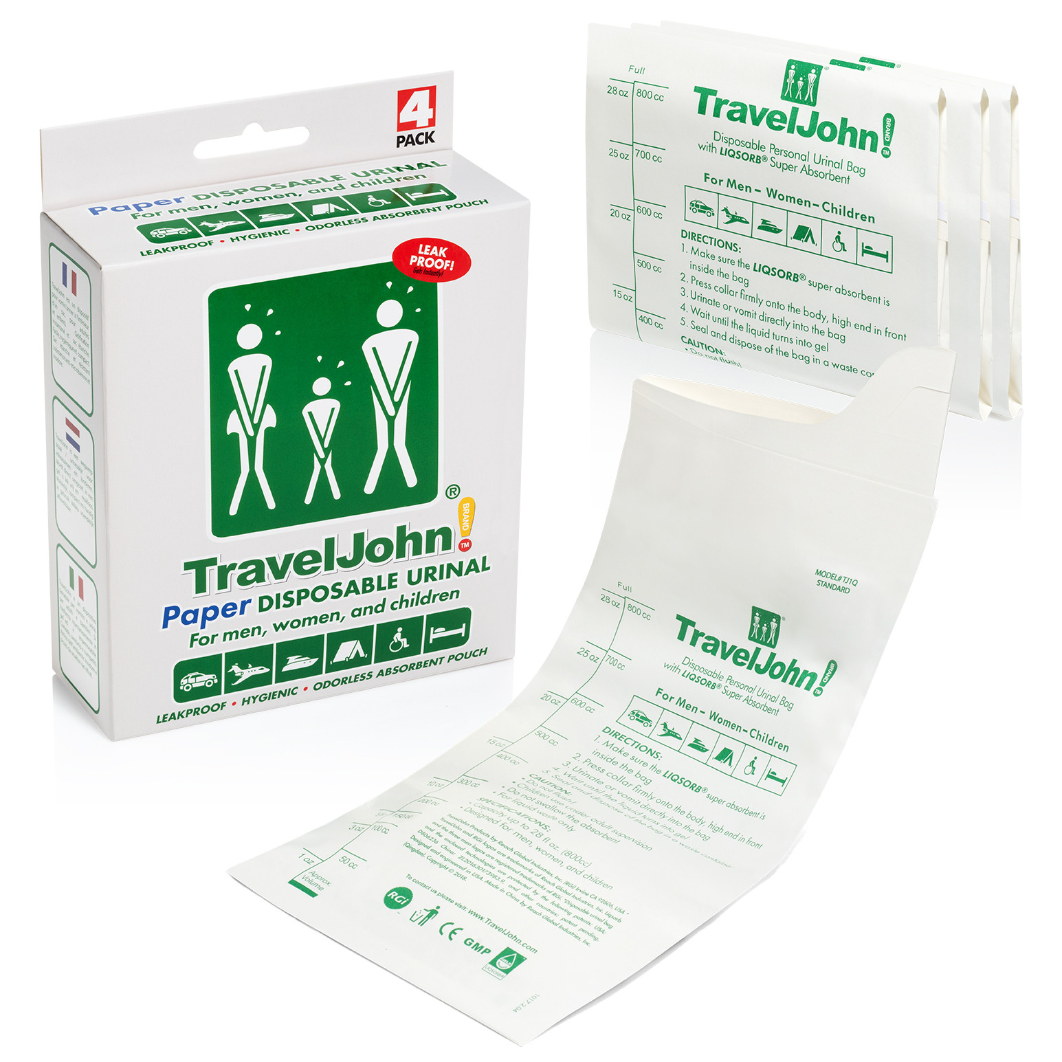 TravelJohn™ Paper Disposable Urinal (TJ1Q)
