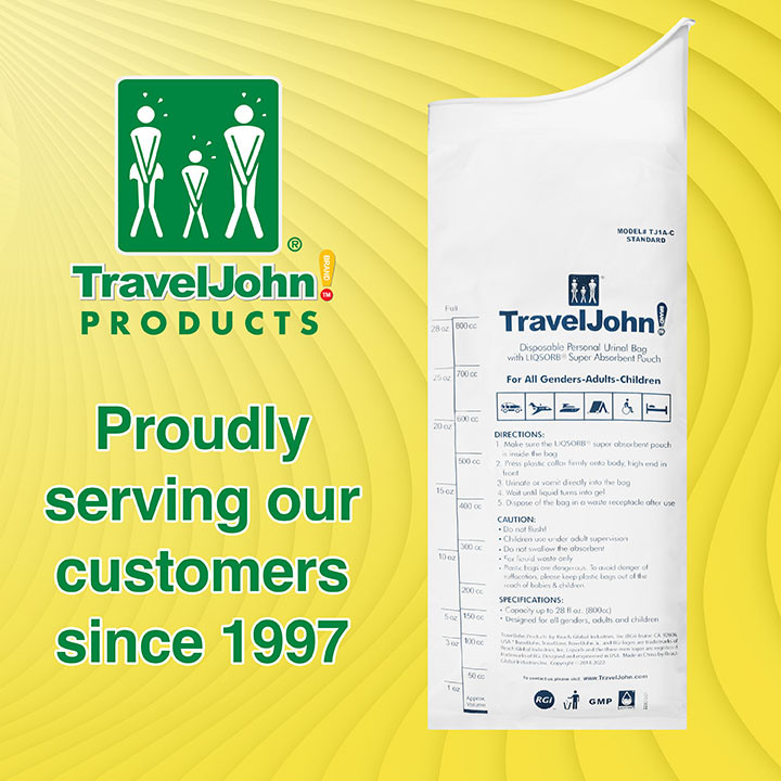 TravelJohn Disposable Urinal (TJ1A-C) - 18 Pack