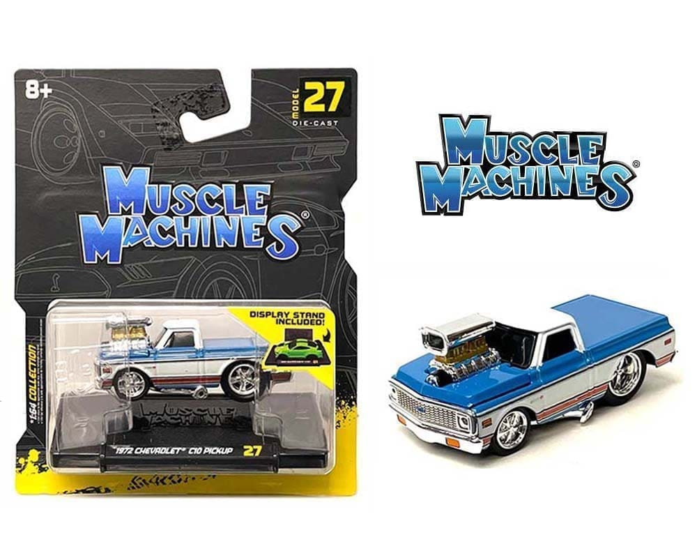 Muscle Machines 1:64 1972 Chevrolet C10 Pickup Blue- Diecast - Active ...