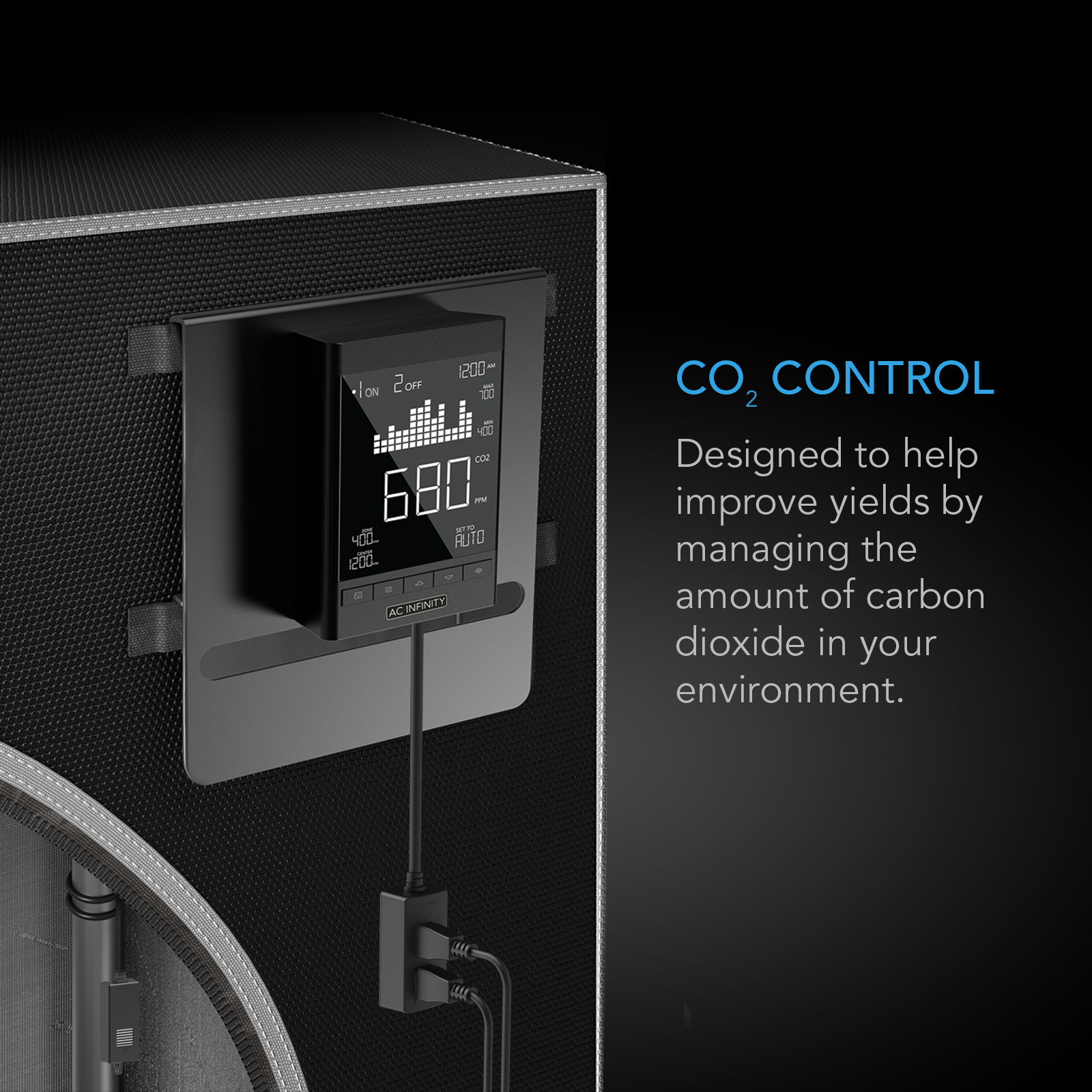 CO2 Controller, Smart Carbon Dioxide Monitor 2-Outlet - AC Infinity
