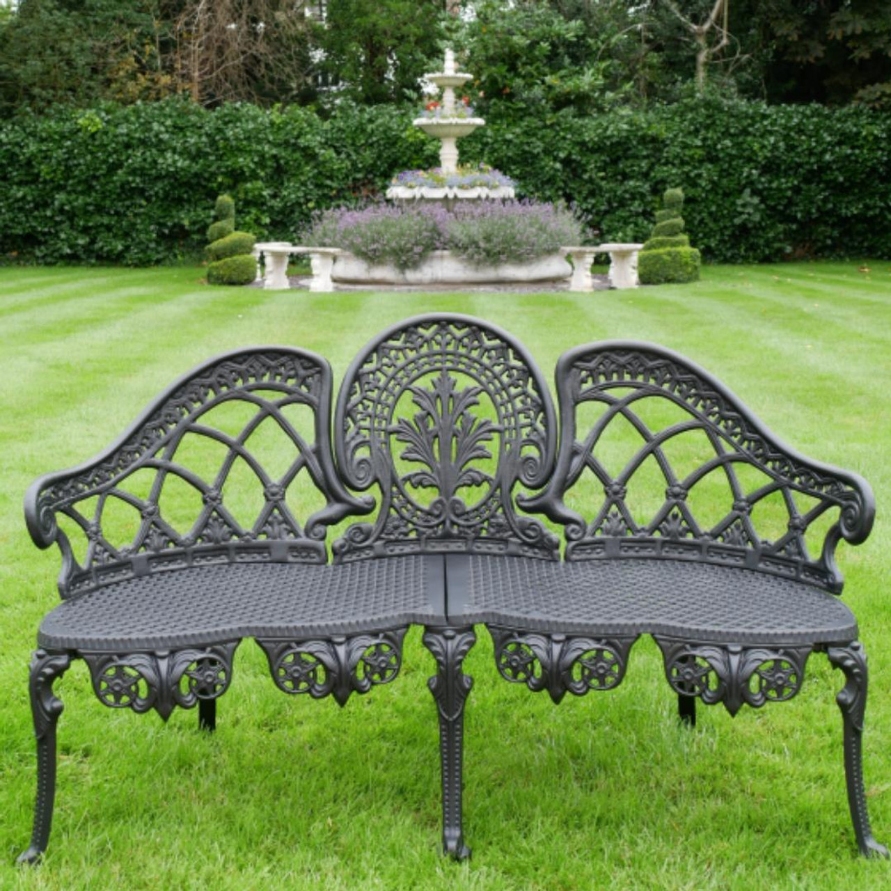 Antique Aluminium Bench with Black Finish Garden Bench 130 cm