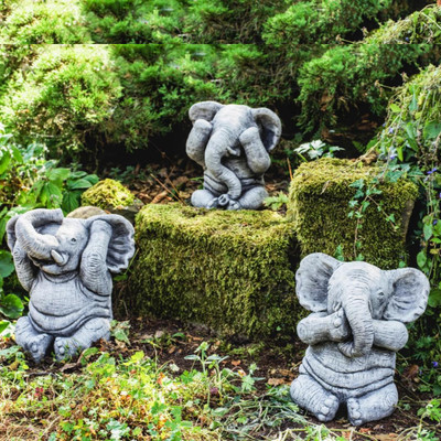 Three Wise Elephants | Stone Cast Animal sculptures | Animal Garden ...