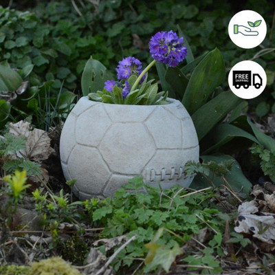 Hand cast Stone Football Pot | Small Soccer Ball Flower Pot