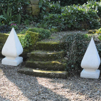 Pair of Large Stone Pyramids Tops For Gateways