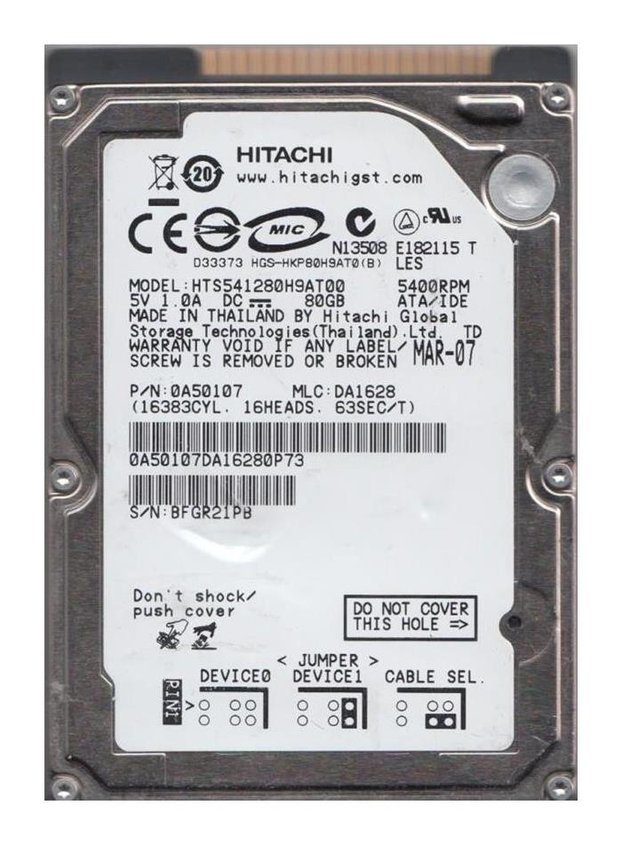 Hitachi Travelstar 0A50107 80GB 5400rpm 2.5in IDE Hard Drive