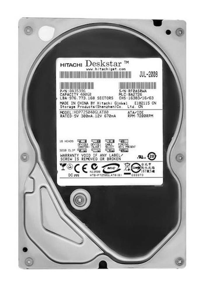 Hitachi Deskstar HDP725040GLAT80 400GB 7200rpm 3.5in IDE Hard Drive
