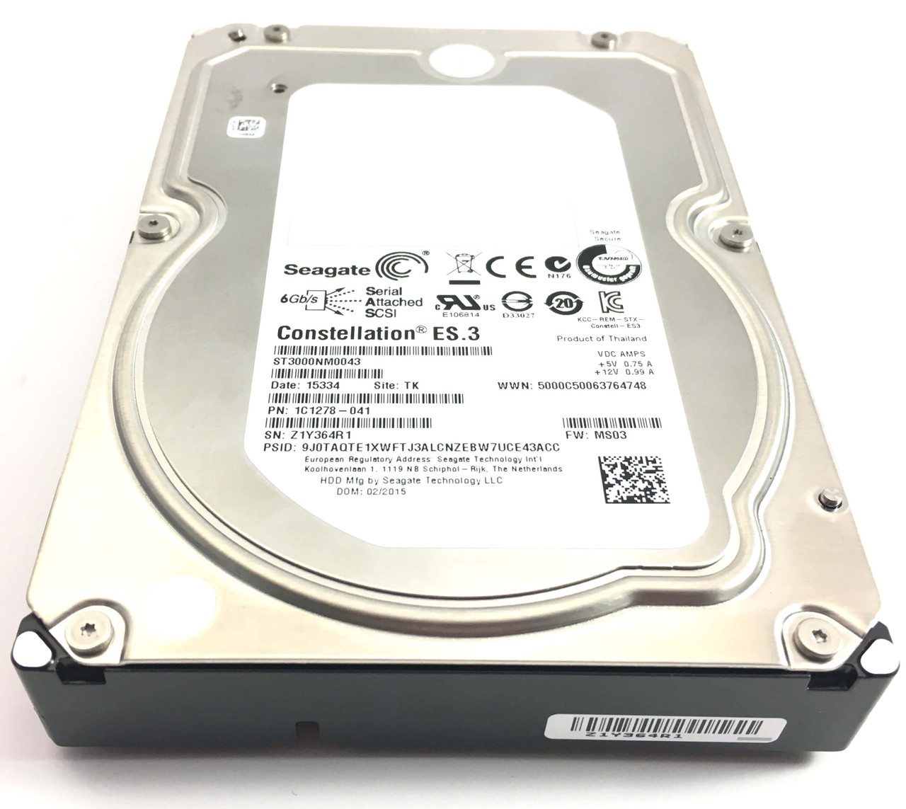 Seagate Constellation ES.3 ST3000NM0043 3TB 7200RPM 3.5" SAS 6Gbps Hard ...