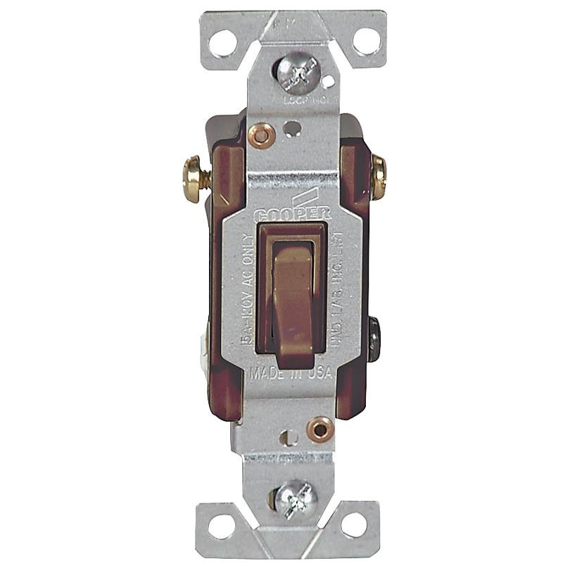 Wall Toggle Switch- 3 Way- 120 VAC- 15 Amp- Brown - Surry General Store