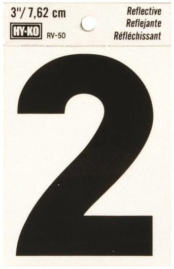 Reflective 3" Vinyl Number "2"- Adhesive Backed - Surry General Store