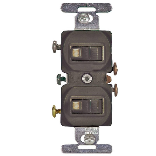 Wall Toggle Switch- Duplex- SPST- 120VAC- 15 Amp- Brown - Surry General ...