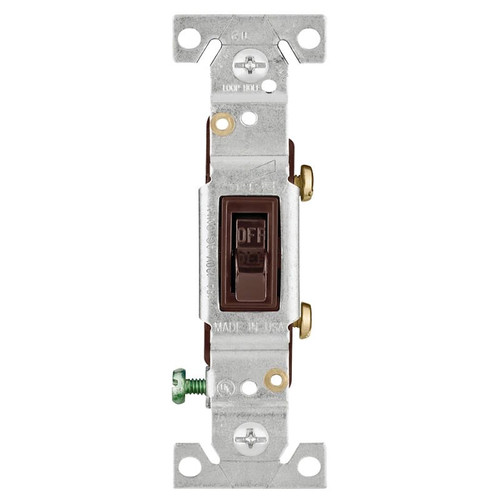 Wall Toggle Switch- SPST- 120 VAC- 15 Amp- Brown- Quiet - Surry General ...