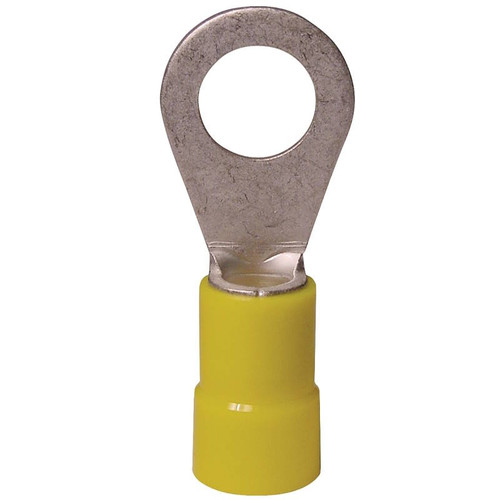 Crimp Insulated Ring Terminal- 12-10 AWG- # 8 To 10 Stud- 50 Pack ...