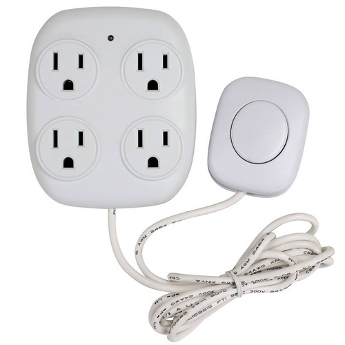 Remote Power Switch Cord- 4 Outlet- 6' Cord- White - Surry General Store