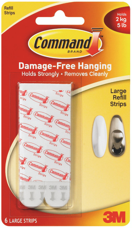 3M- Command- Replacement Adhesive Strips- Large- 6 Pack - Surry General ...