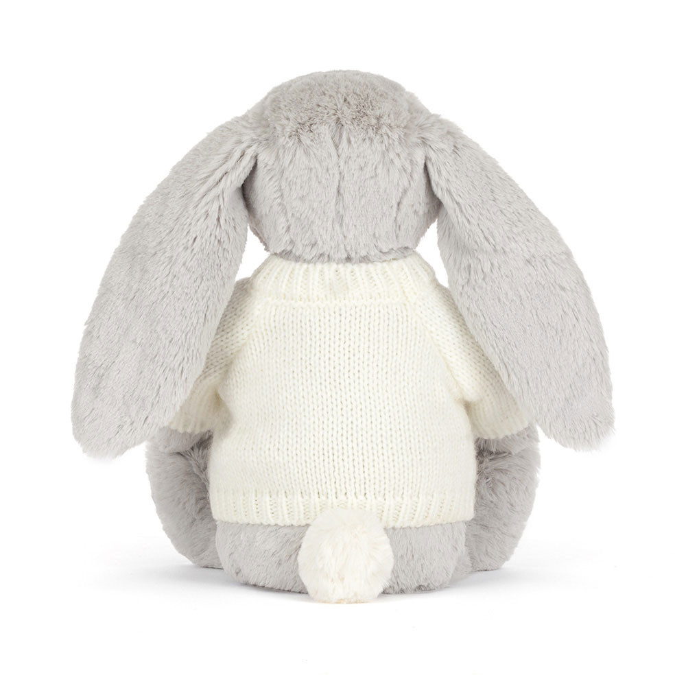 Blossom Silver Bunny 'Bloom' with Personalized Cream Jumper - Official Jellycat