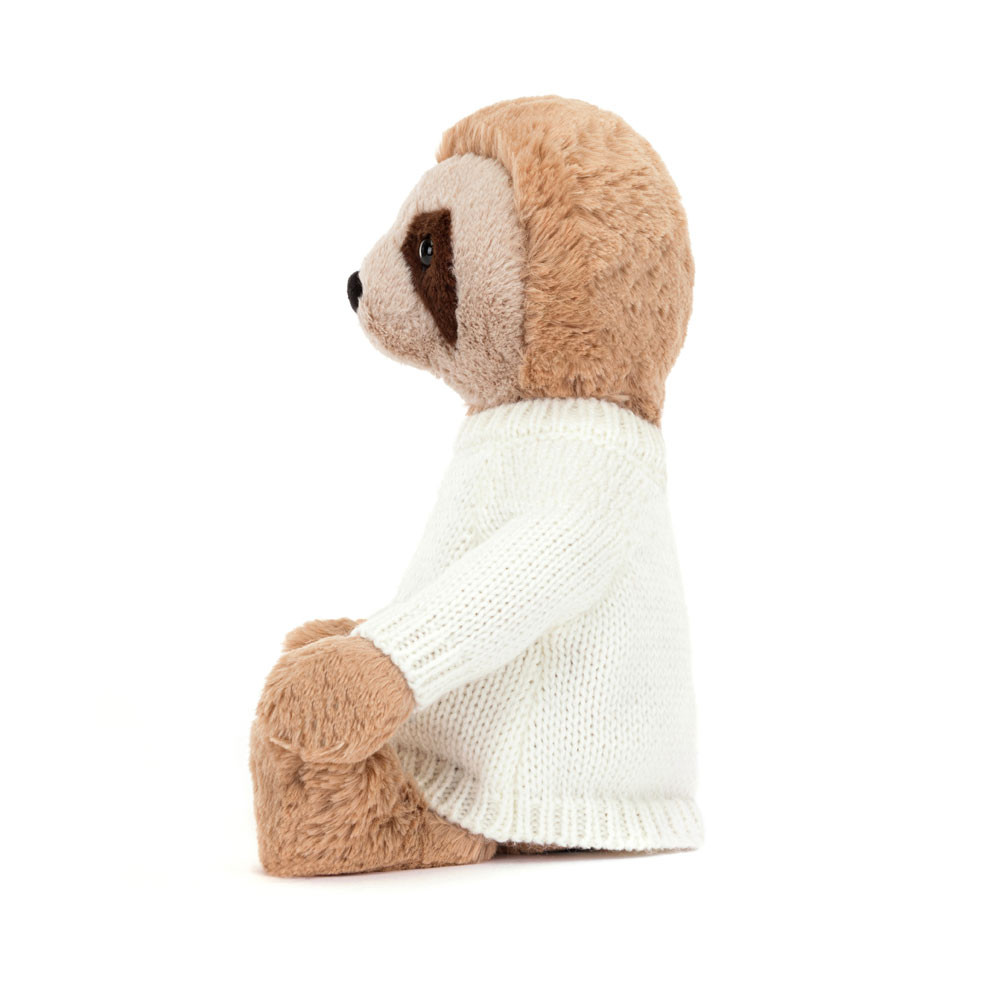 Bashful Sloth with Personalized Cream Jumper - Official Jellycat