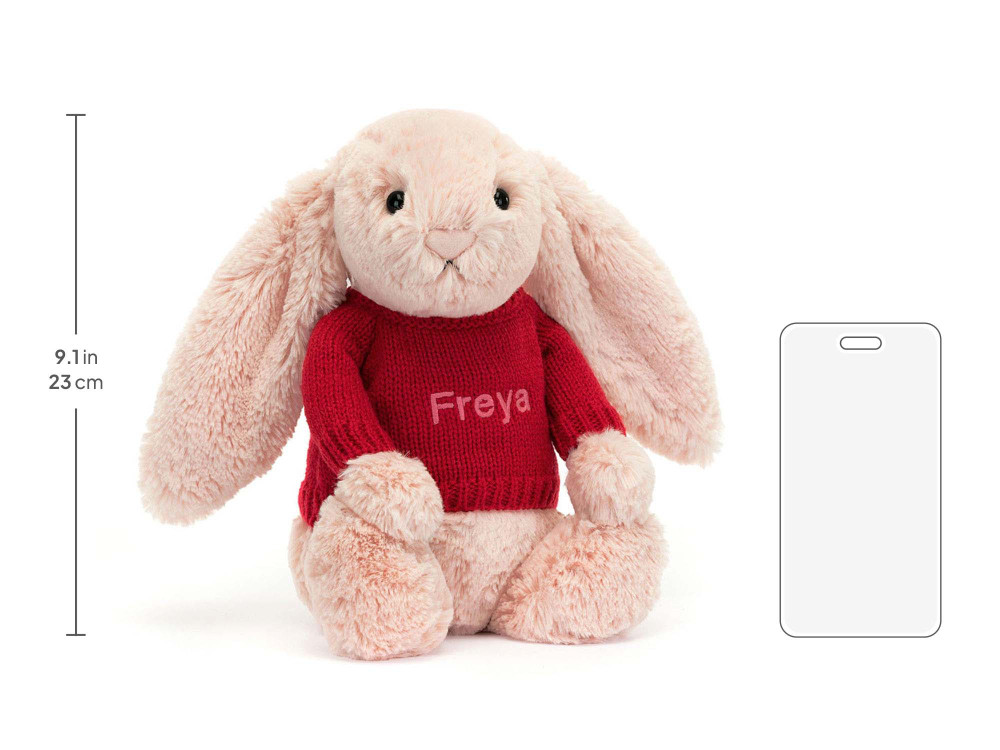 Bashful Blush Bunny with Personalized Red Jumper - Official Jellycat