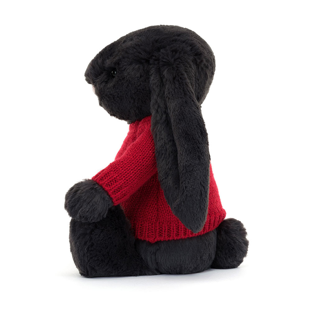 Bashful Inky Bunny with Personalized Red Jumper - Official Jellycat