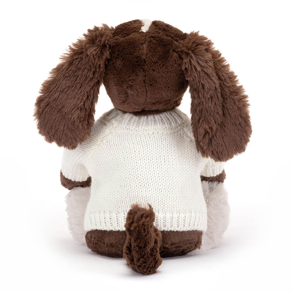 Bashful Fudge Puppy with Personalized Cream Jumper - Official Jellycat