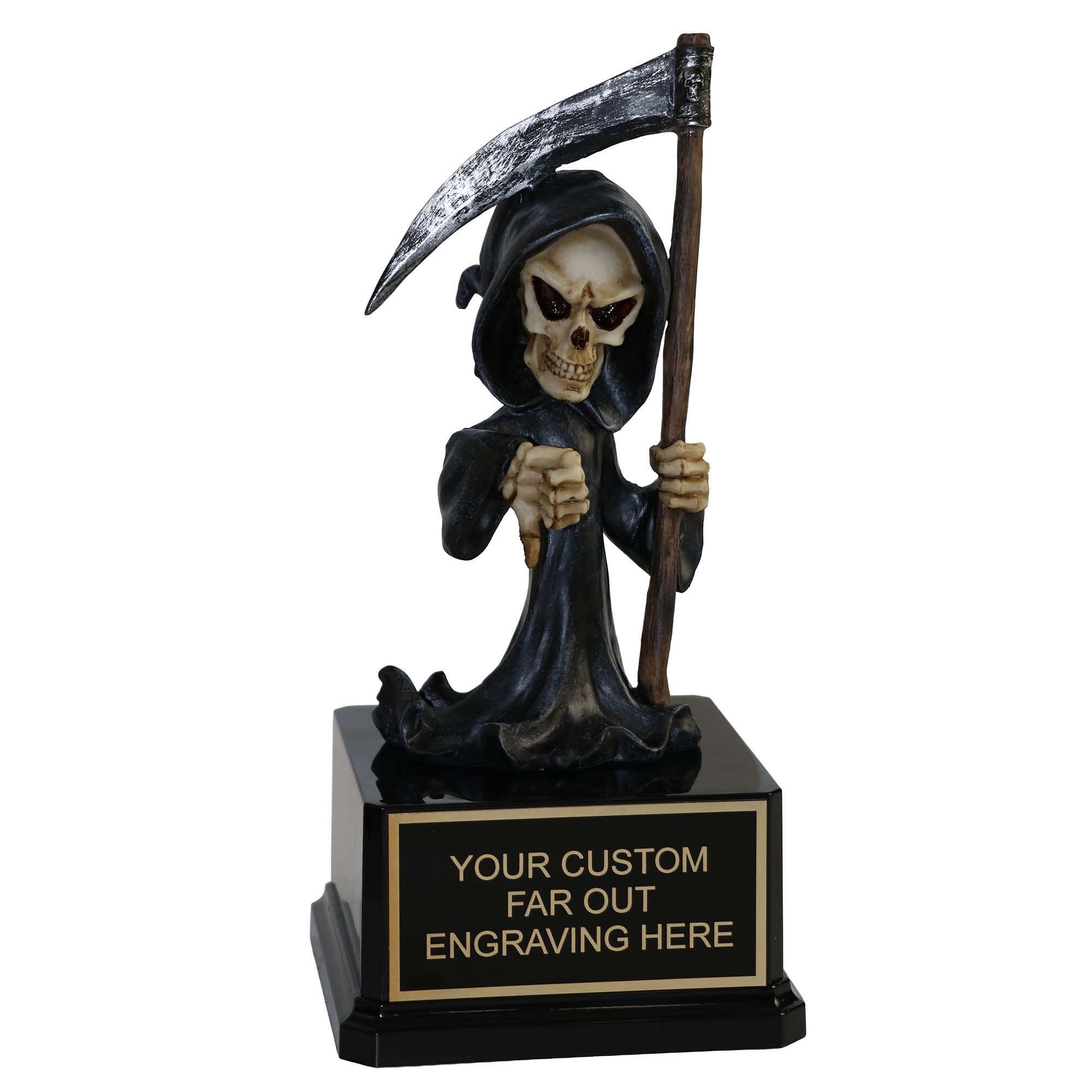 Grim Reaper Thumbs Down Trophy - Far Out Awards