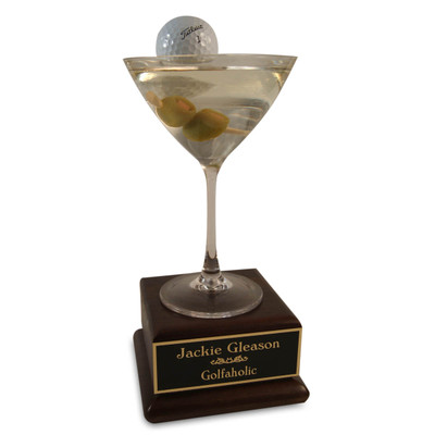 Golf MarTEEni on Wood Base Trophy - Far Out Awards