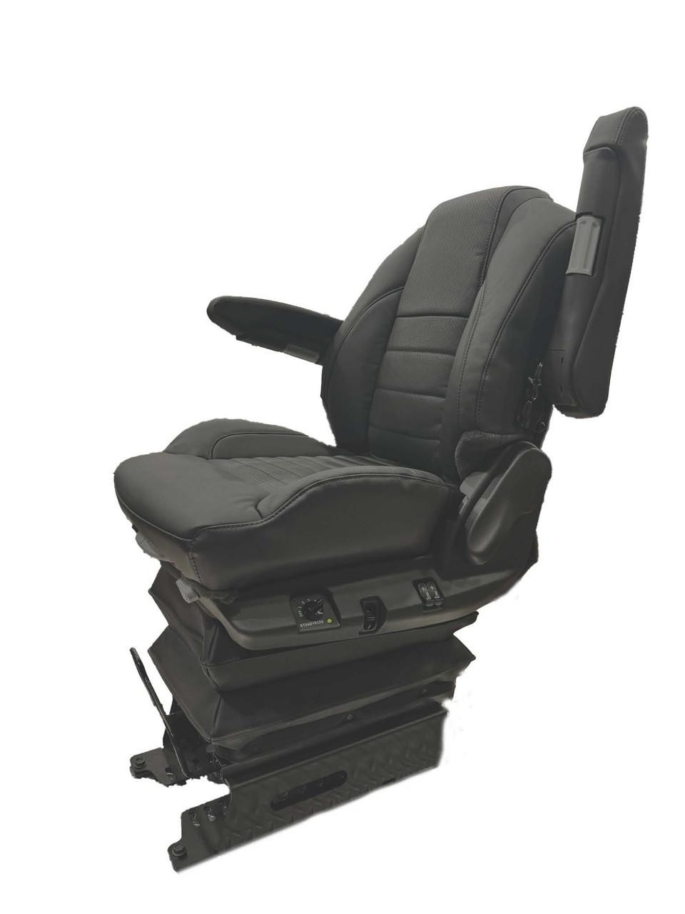GraMag Mid Back SteadyRide Seat Genuine Black Leather with Black ...