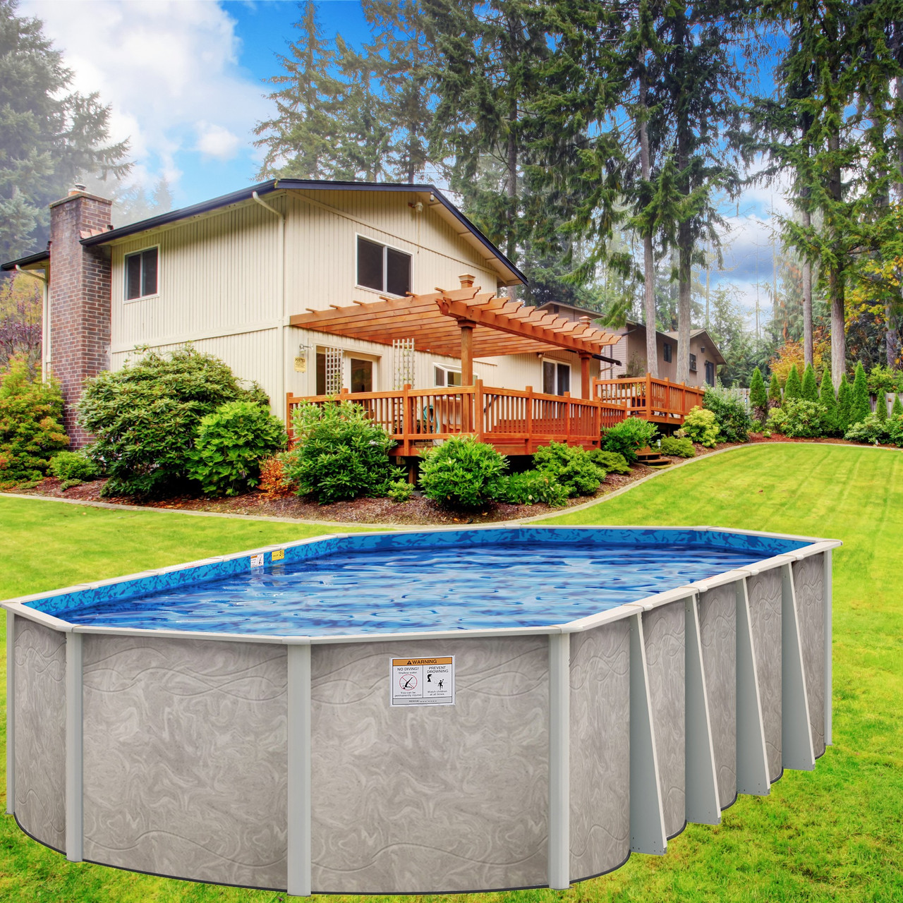 Bay Burst Hybrid/Resin Above Ground Swimming Pool, Oval, 54" Walls - EZ ...