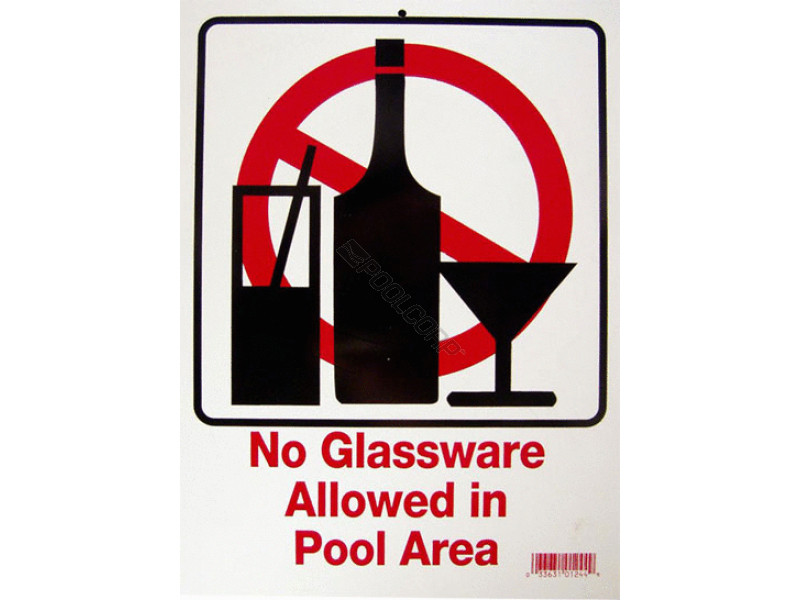 PoolStyle 9"x12" No Glassware Allowed, PS246 - EZ Pool & Spa Supply