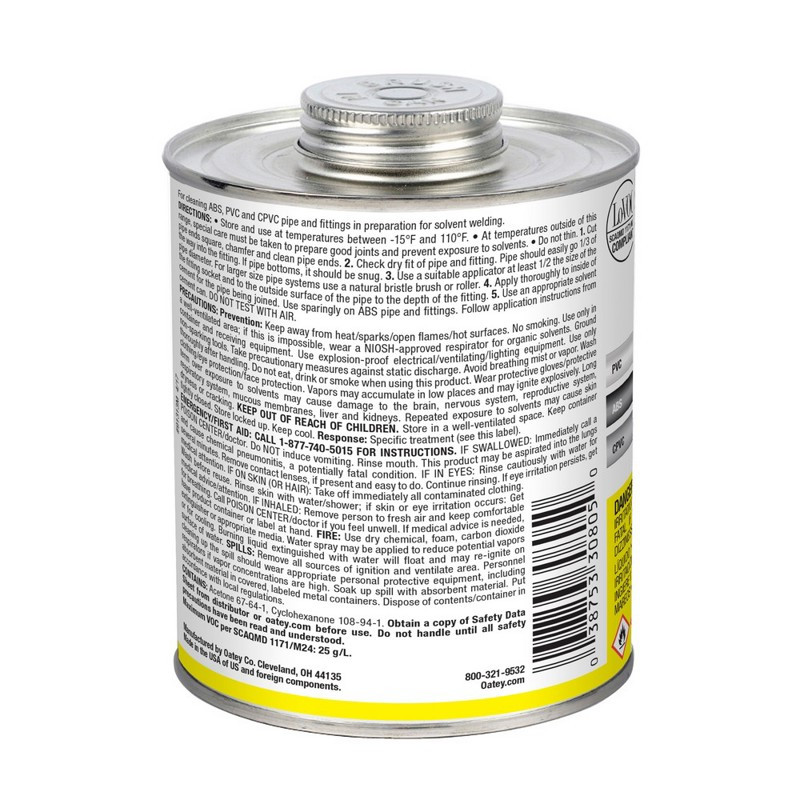 Oatey 32 Oz ABS, PVC and CPVC Pipe Clear Cleaner, 30805 - EZ Pool & Spa ...