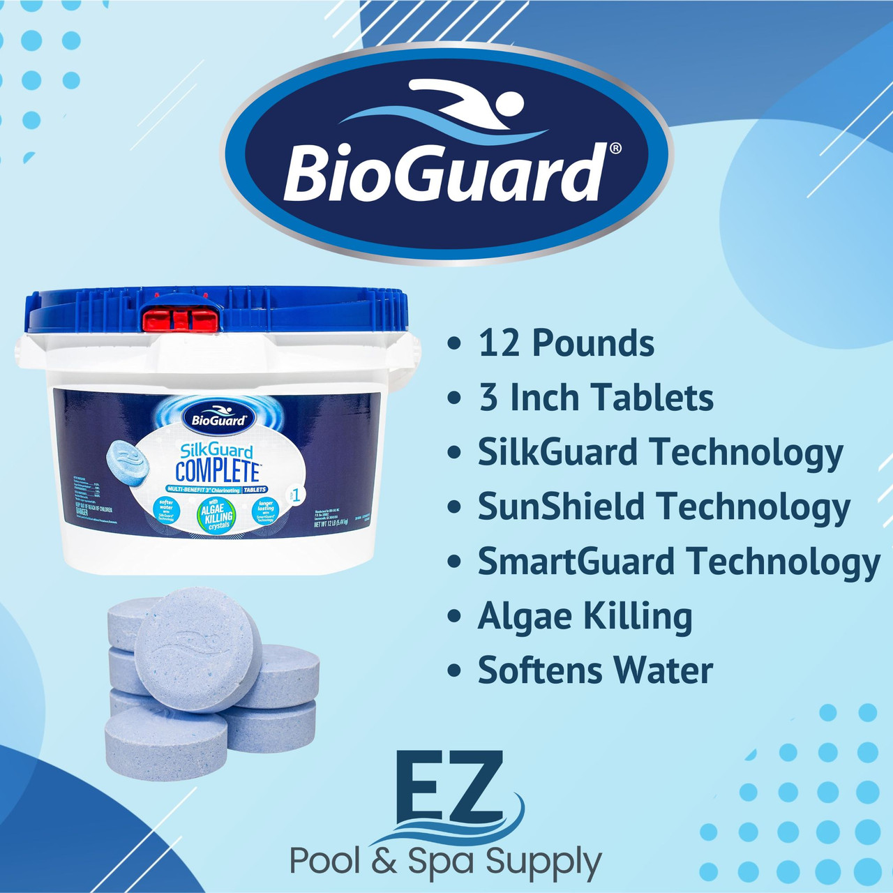 BioGuard SilkGuard Complete 3" Chlorinating Tablets 12 lbs, 52364BIO ...