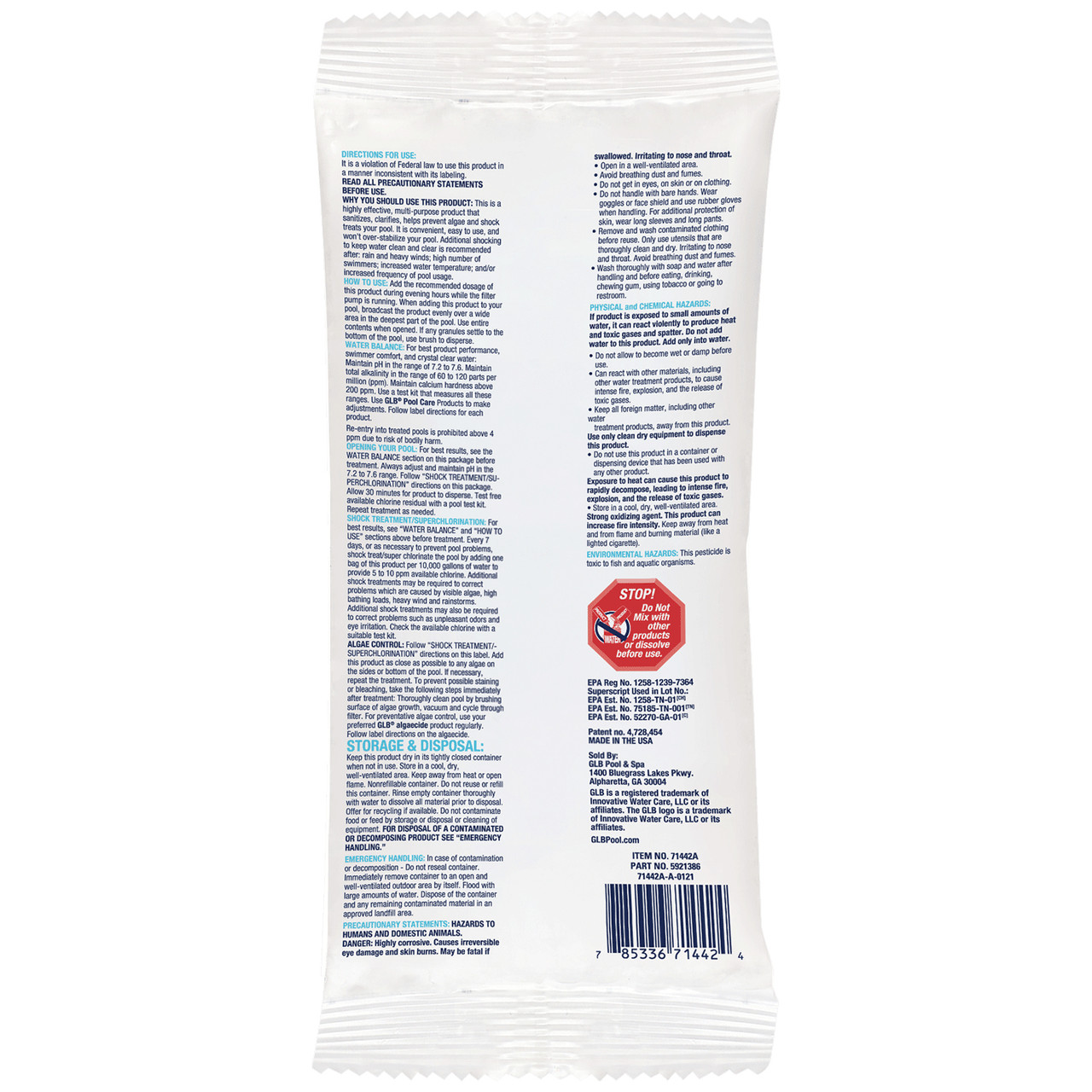 GLB SuperSonic Fast-Dissolving Granular Shock, 24 Bags x 1 Lb., 160001 ...