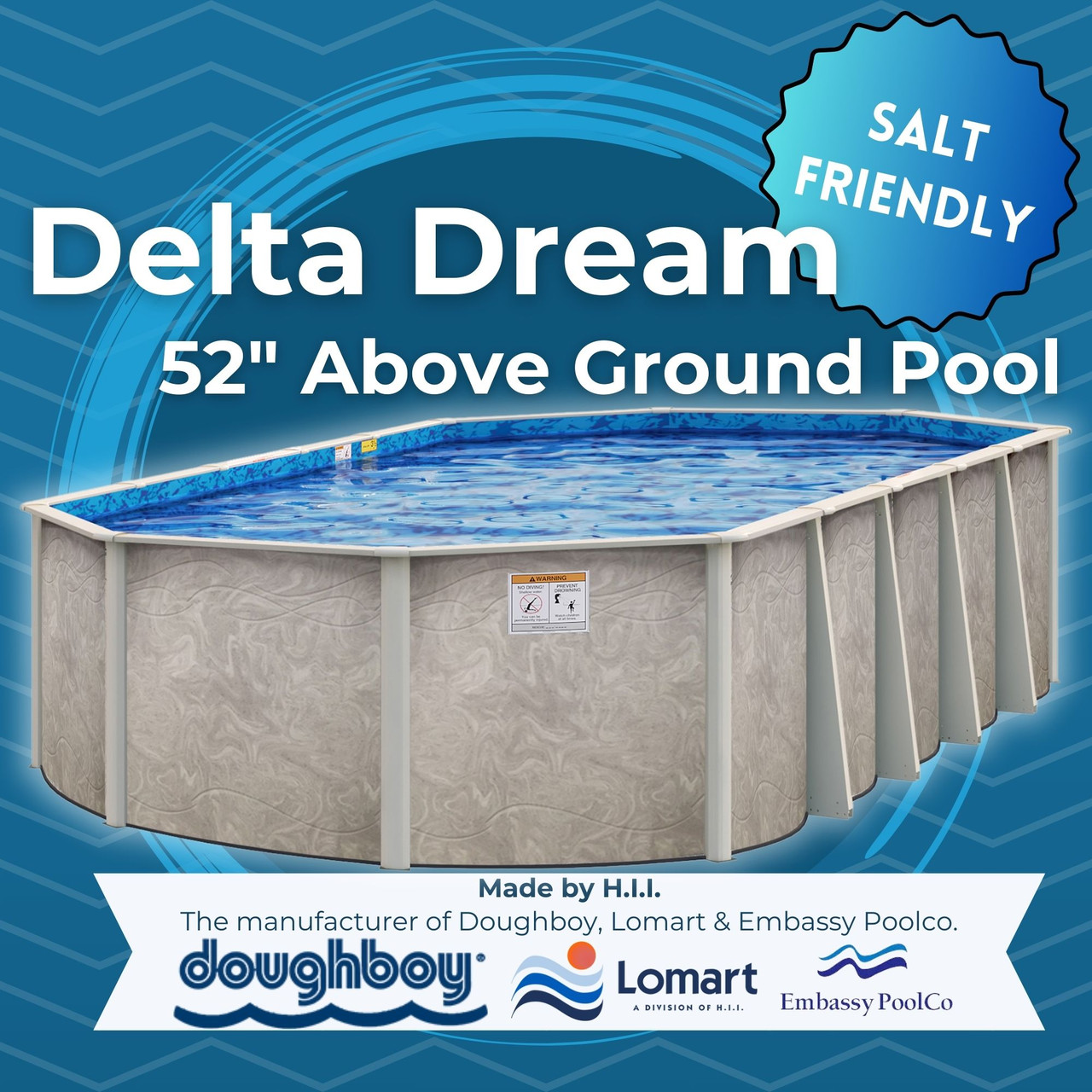 Delta Dream Salt-Friendly Above Ground Swimming Pool, Oval, 52" Walls ...