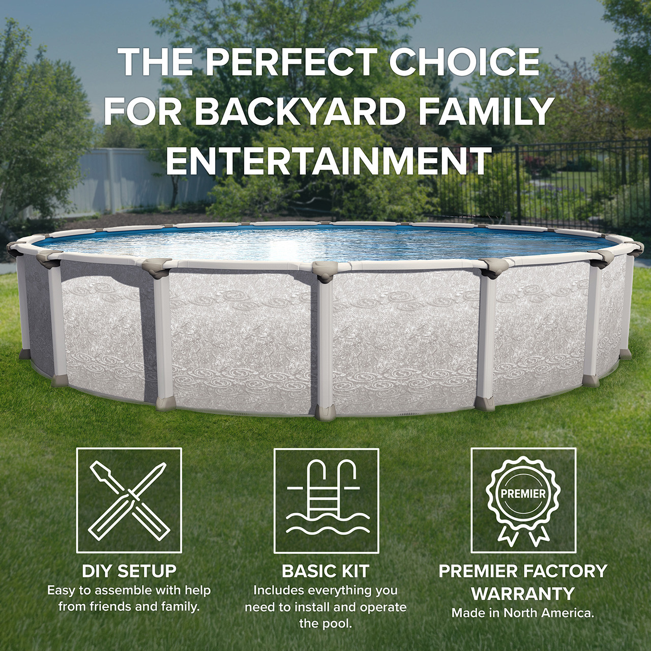 Magnus Above Ground Swimming Pool Package, Round, 24' x 54" - EZ Pool ...