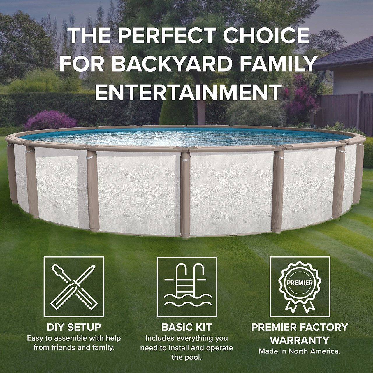 Azor Above Ground Swimming Pool Package, Round, 24' x 54" - EZ Pool ...