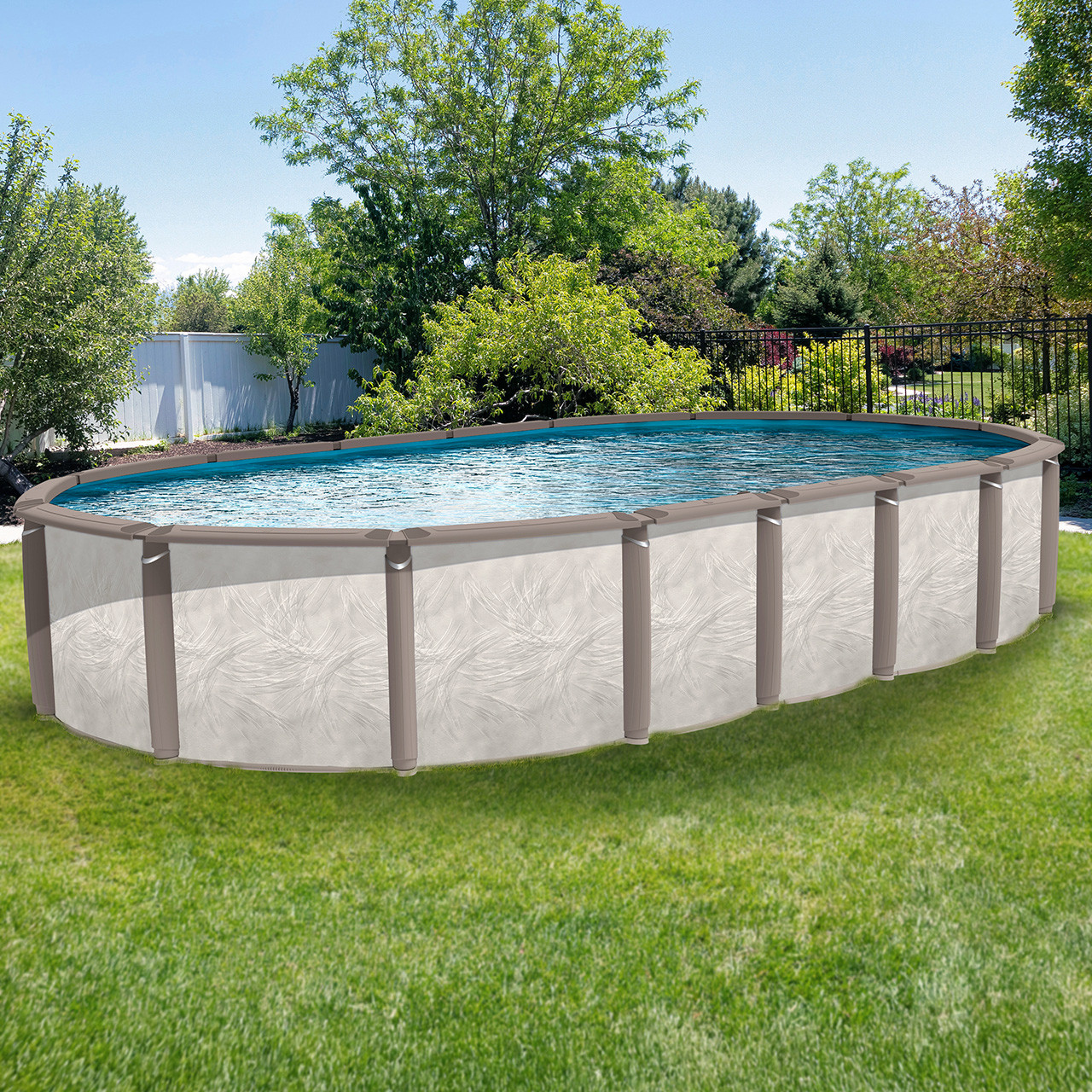 Azor Above Ground Swimming Pool Package, 18' x 33' Oval 54" - EZ Pool ...