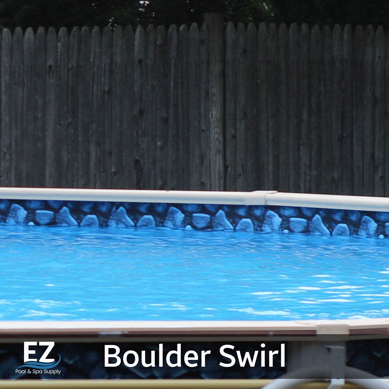 Swimline 15' Round Boulder Swirl 52" Above Ground Heavy Gauge Uni-Bead ...