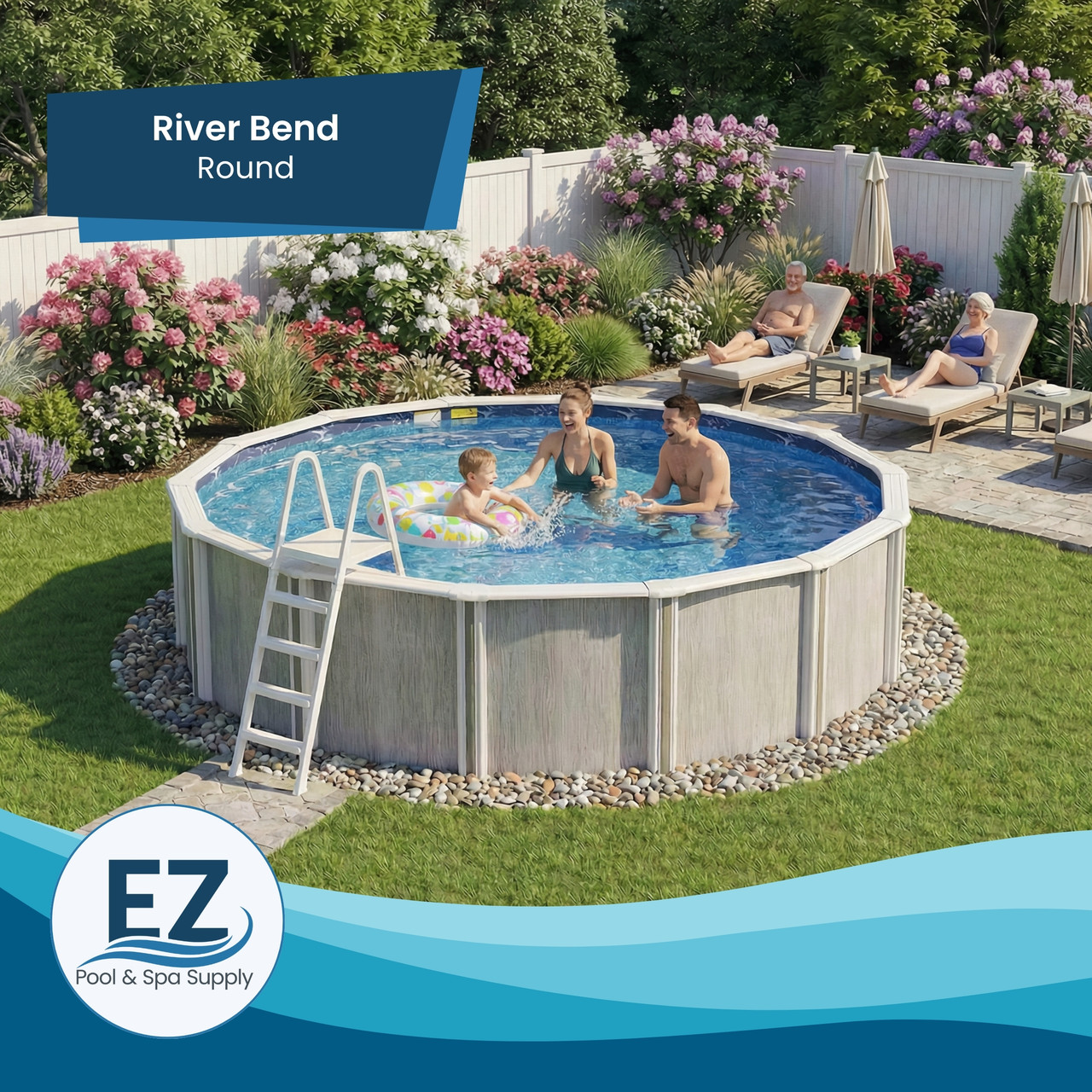 River Bend Resin Round Above Ground Pool Package - EZ Pool & Spa Supply