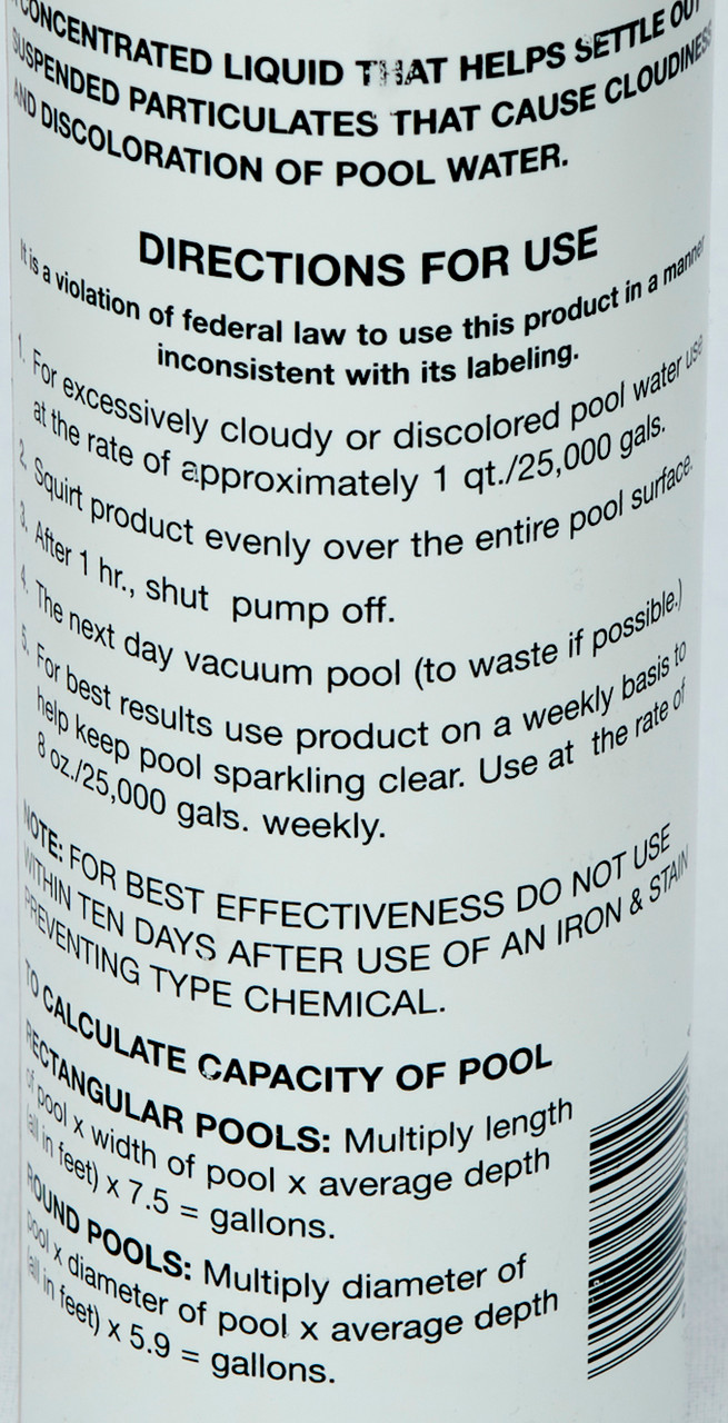 N. Jonas Hydro Floccing Pool Water Clarifier 32 Oz, 88002 - EZ Pool ...