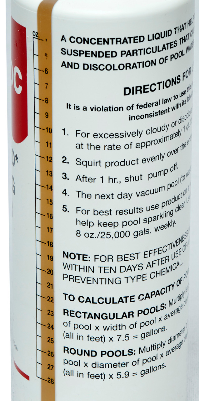 N. Jonas Hydro Floccing Pool Water Clarifier 32 Oz, 88002 - EZ Pool ...