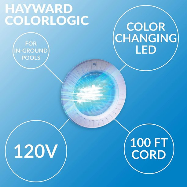 Hayward ColorLogic 4.0 Pool Light Plastic Face Rim, LED 120V 100' Cord ...