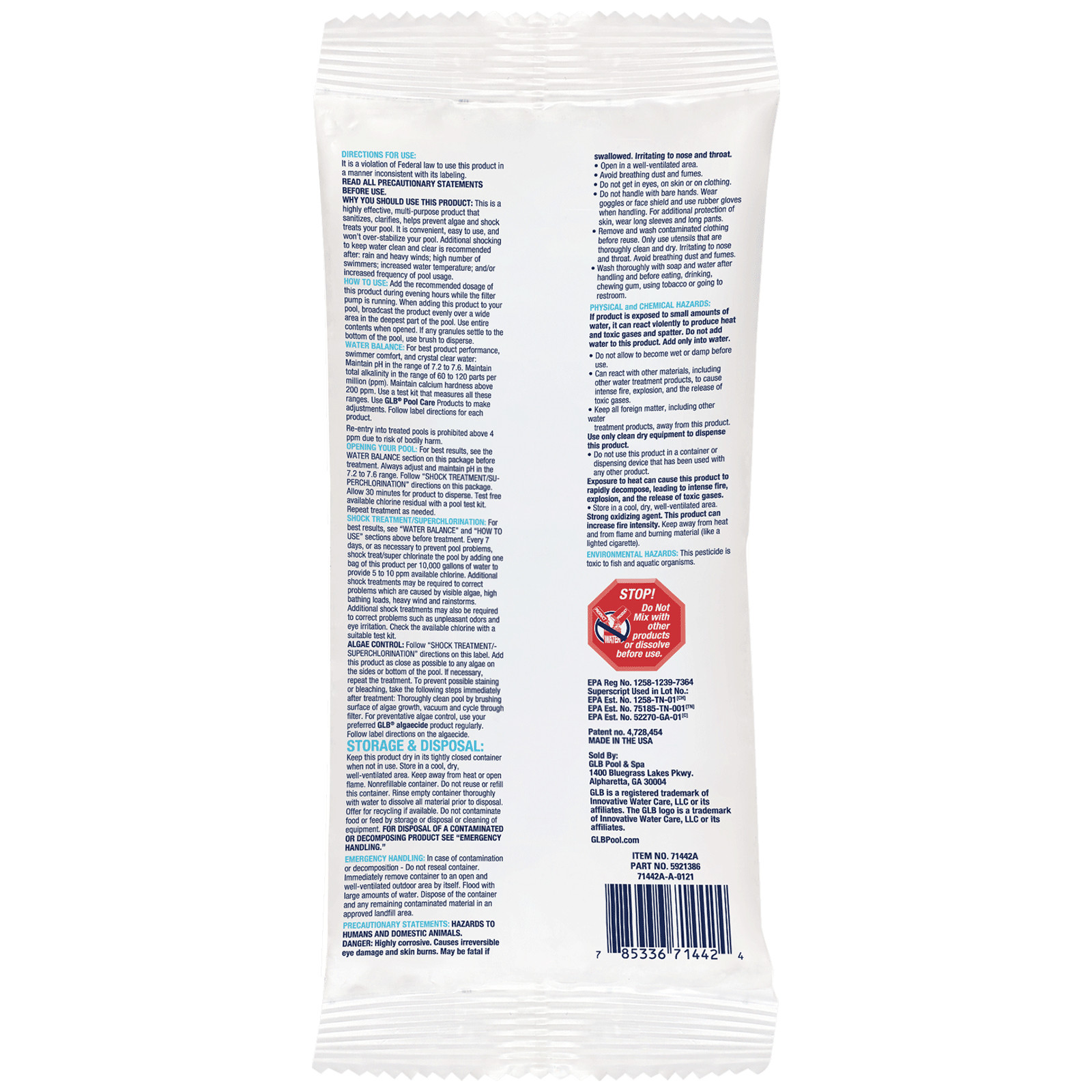 GLB SuperSonic Fast-Dissolving Granular Shock, 1 Bag x 1 Lb, 160001 ...