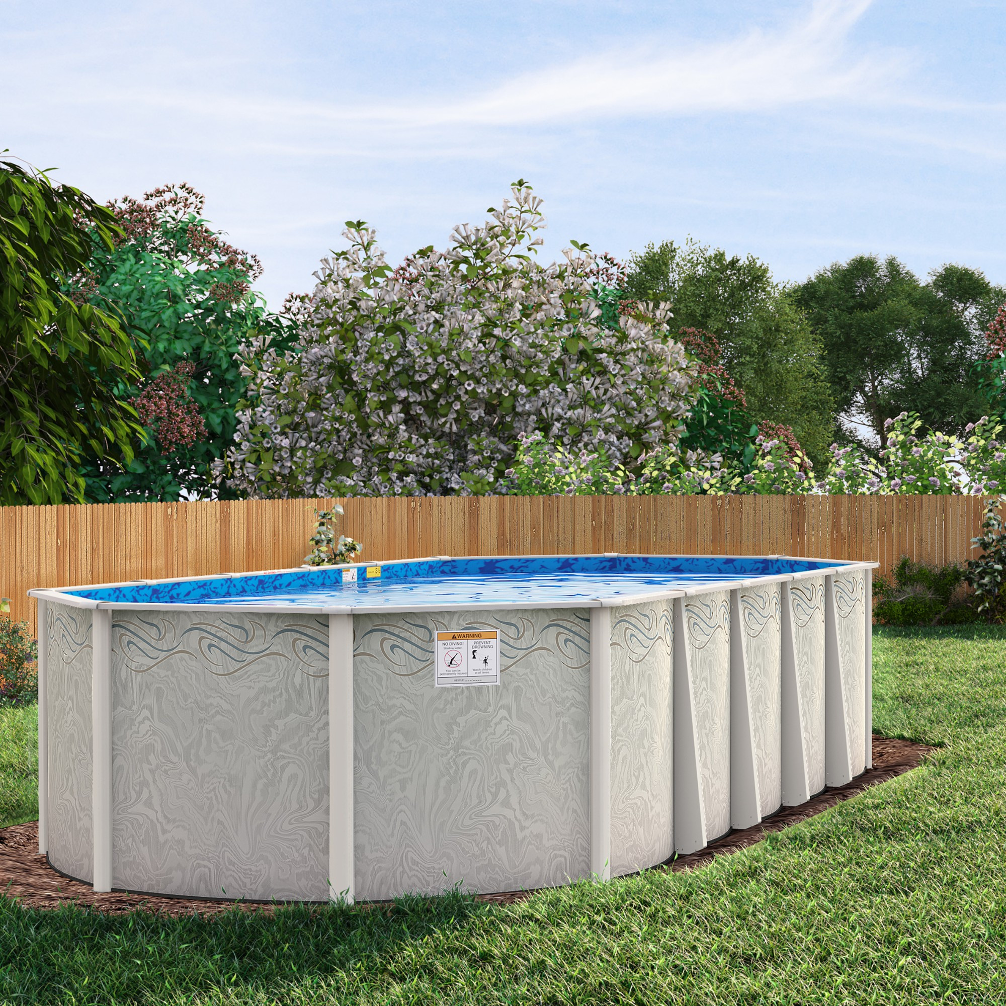 Bay Burst Hybrid/Resin Above Ground Swimming Pool, Oval, 54" Walls - EZ ...