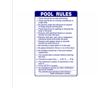 PoolStyle 24"x36" Sign Pool Rules SC Approved, PS238 - EZ Pool & Spa Supply