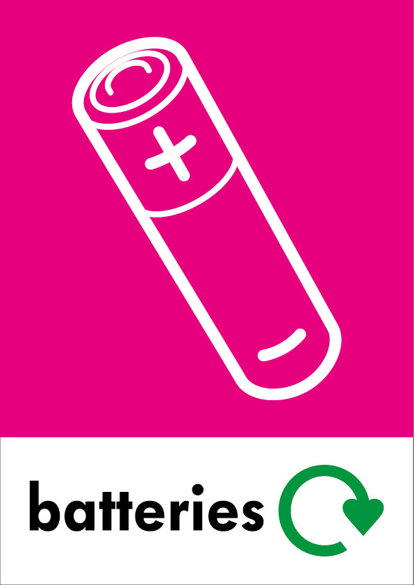 A4 Recycling Bin Sticker - Batteries