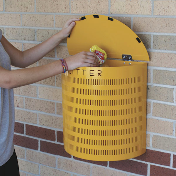Wybone Pwf Semi-Circular Open Top Litter Bin Post Fixing