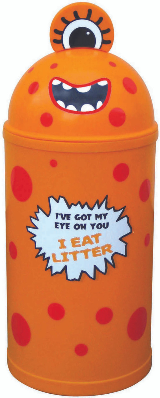 Theme Bins Large Monster Bin in Orange for Indoor & Outdoor Use - 52 Litres